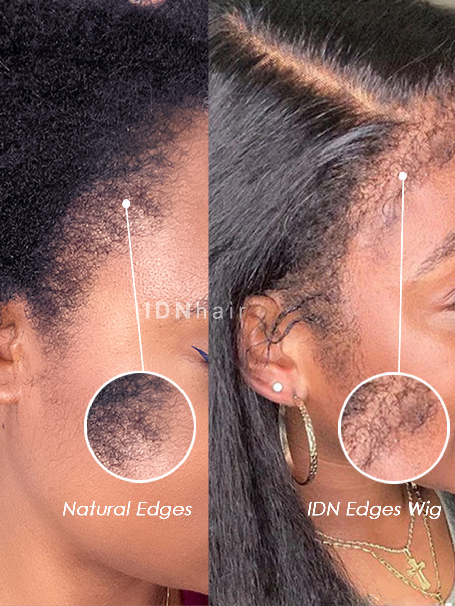 4C Edges Wig Natural Kinky Straight Human Hair HD Lace Front – IDNhair